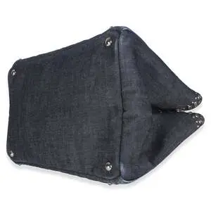 Prada Blue Crystal Embellished Denim Canapa Tote