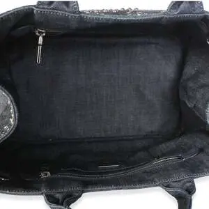 Prada Blue Crystal Embellished Denim Canapa Tote