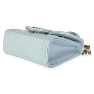 Chanel Light Quilted Lambskin Top Handle Clutch With Chain