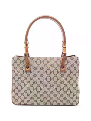 Gucci 2010s Bamboo Gg-canvas Tote Bag - Neutrals