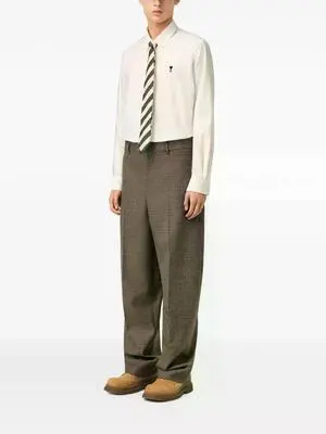 AMI Paris Houndstooth Balloon-fit Wool Trousers