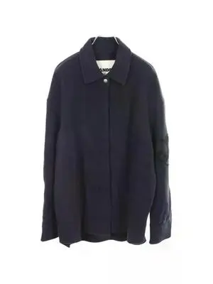 JIL SANDER 2010s Logo-embroidered Wool Jacket - Blue