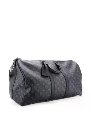 LOUIS VUITTON Keepall Bandouliere Bag Monogram Eclipse Canvas 55 Travel Bag - Black
