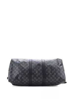 LOUIS VUITTON Keepall Bandouliere Bag Monogram Eclipse Canvas 55 Travel Bag - Black