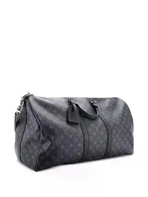 LOUIS VUITTON Keepall Bandouliere Bag Monogram Eclipse Canvas 55 Travel Bag - Black
