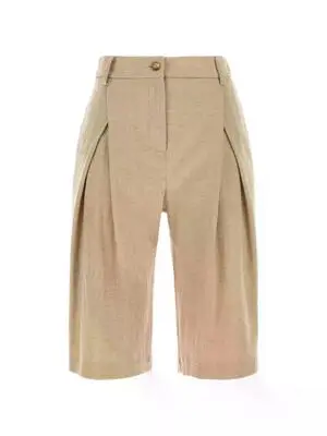 LE SULLY STUDIO Pleated Wool Shorts - Neutrals