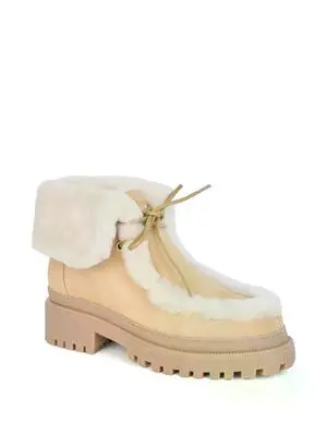 YVES SALOMON Shearling-trim Suede Ankle Boots - Neutrals
