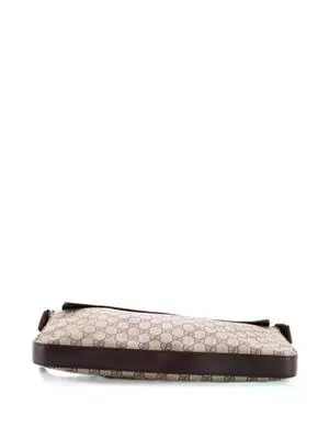 Gucci Flap Messenger Bag Gg Coated Canvas With Leather Large Crossbody Bag