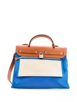 Hermès Herbag Zip Berline Vache Canvas And Leather 31 Shoulder Bag