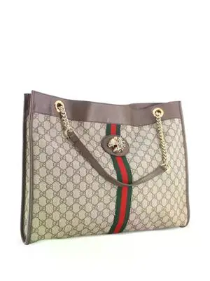 Gucci Rajah Chain Gg Coated Canvas Large Tote Bag - Brown