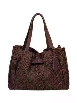 VISONA` Esmeralda Woven Leather Tote Bag - Brown