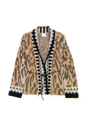 FORTE_FORTE Leopard-print Belted Cardigan
