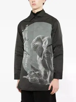 Yohji Yamamoto Padded-collar Graphic-print Shirt