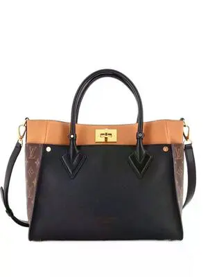 LOUIS VUITTON On My Side Leather With Monogram Canvas Mm Tote Bag - Black