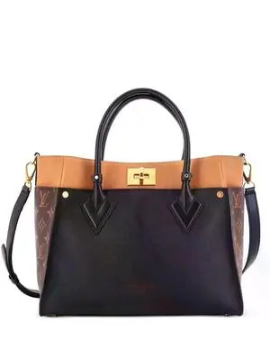 LOUIS VUITTON On My Side Leather With Monogram Canvas Mm Tote Bag - Black