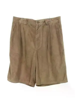 Giorgio Armani 2010s Pleated Suede Shorts - Neutrals