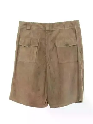 Giorgio Armani 2010s Pleated Suede Shorts - Neutrals