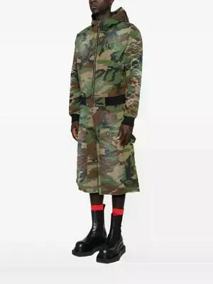 THUG CLUB Camouflage-print Skull-print Hooded Jacket - Green