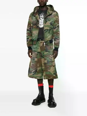 THUG CLUB Camouflage-print Skull-print Hooded Jacket