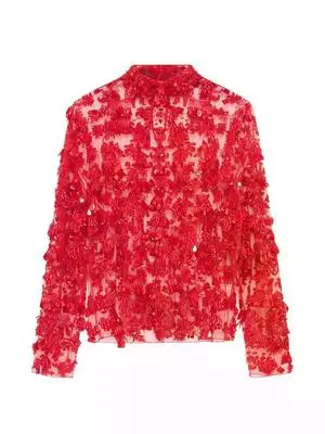 16Arlington Olarna Embroidered Sequin-embellished Blouse - Red