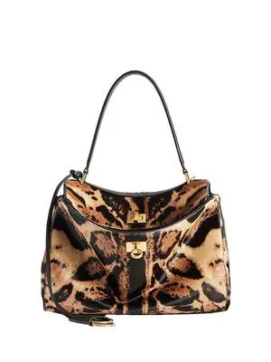 Balenciaga Borsa Rodeo Piccola In Pelle Effetto Cavallino Stampa Leopardo - Brown