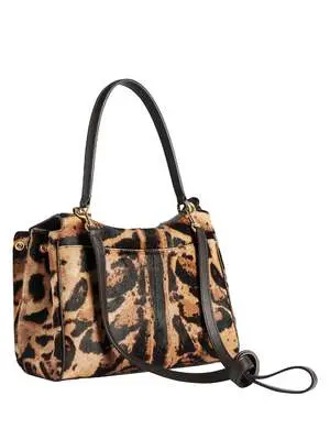 Balenciaga Borsa Rodeo Piccola In Pelle Effetto Cavallino Stampa Leopardo - Brown