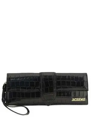Jacquemus La Pochette Bambino In Pelle Effetto Coccodrillo - Black