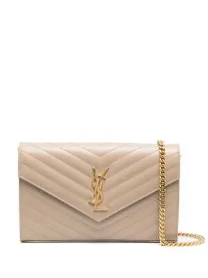 Saint Laurent Cassandre Leather Wallet On Chain - Multicolor
