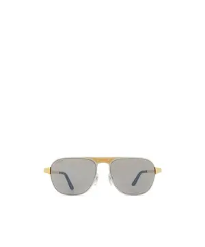 Cartier Santos Brushed Pilot Frame Sunglasses - Gray