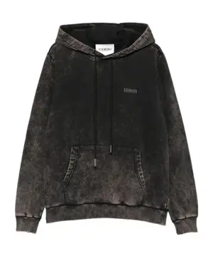 Iceberg Acid-wash Logo-patch Hoodie - Black