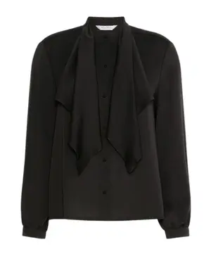 Max Mara Ruffled Silk Charmeuse Shirt
