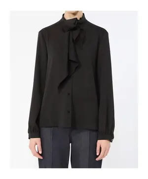 Max Mara Ruffled Silk Charmeuse Shirt