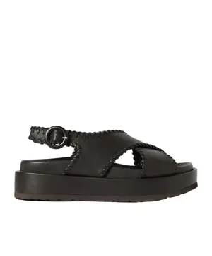 PALOMA BARCELO Round-toe Flat Sandals - Black