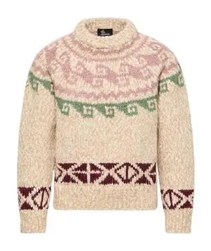 Moncler Jacquard Crew Neck Knitted Sweater - Light Beige