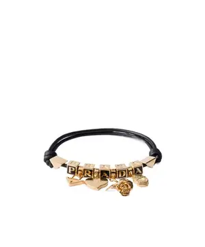 Prada Nappa Leather And Metal Bracelet - Black