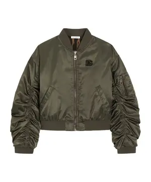 Dolce & Gabbana Ruched-detail Logo-patch Jacket - Multicolor
