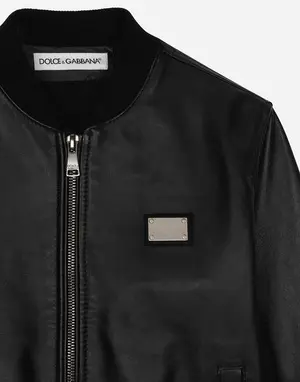 Dolce & Gabbana Logo-plaque Nappa Leather Jacket