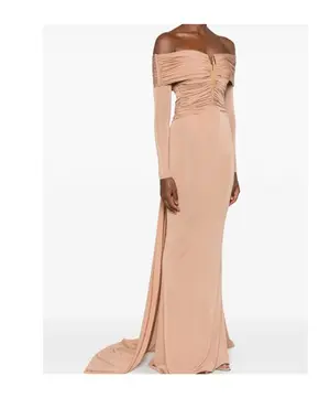 Elisabetta Franchi Ruched Off-shoulder Maxi Dress
