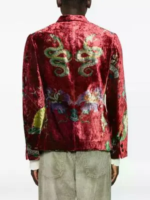 Yohji Yamamoto Tattoo-print Velvet Blazer - Red