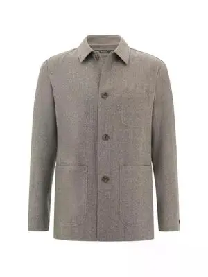 Boggi Milano Shacket Herringbone Wool - Neutrals
