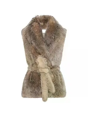 YVES SALOMON Belted Shearling Gilet - Brown