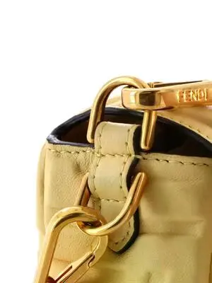 Fendi Baguette Nm Bag Zucca Embossed Leather Medium Crossbody Bag - Yellow