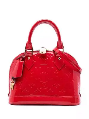 LOUIS VUITTON 2015 Monogram Vernis Alma Bb Satchel - Red