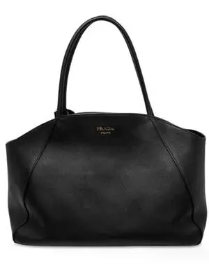 Prada 2023-2025 Large Soft Grain Leather Tote Bag - Black