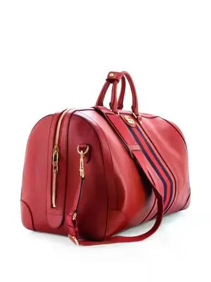 Gucci Savoy Web Convertible Duffle Bag Leather Large Travel Bag
