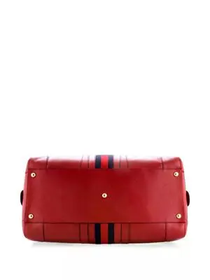 Gucci Savoy Web Convertible Duffle Bag Leather Large Travel Bag