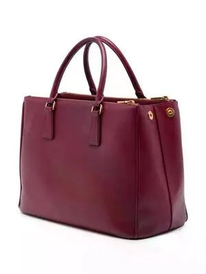 Prada 2010-2026 Bicolor Saffiano Lux Galleria Double Zip Front Pocket Satchel