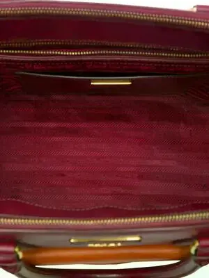 Prada 2010-2026 Bicolor Saffiano Lux Galleria Double Zip Front Pocket Satchel