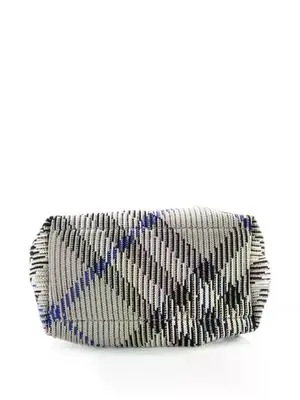 Burberry Peg Handle Bag Knit Check Fabric Mini Satchel - Blue