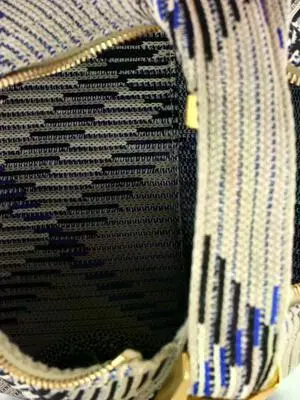 Burberry Peg Handle Bag Knit Check Fabric Mini Satchel - Blue